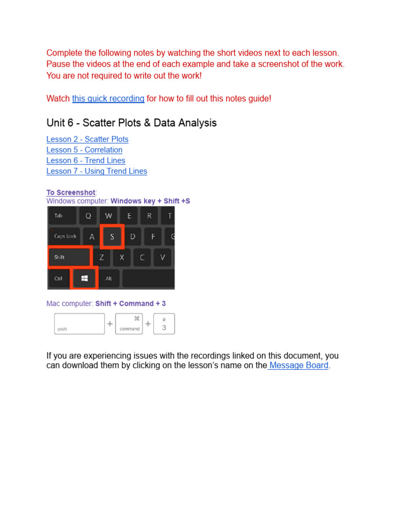 Unit 6 - Scatter Plots & Data Analysis | PDF | Nonlinear System ...