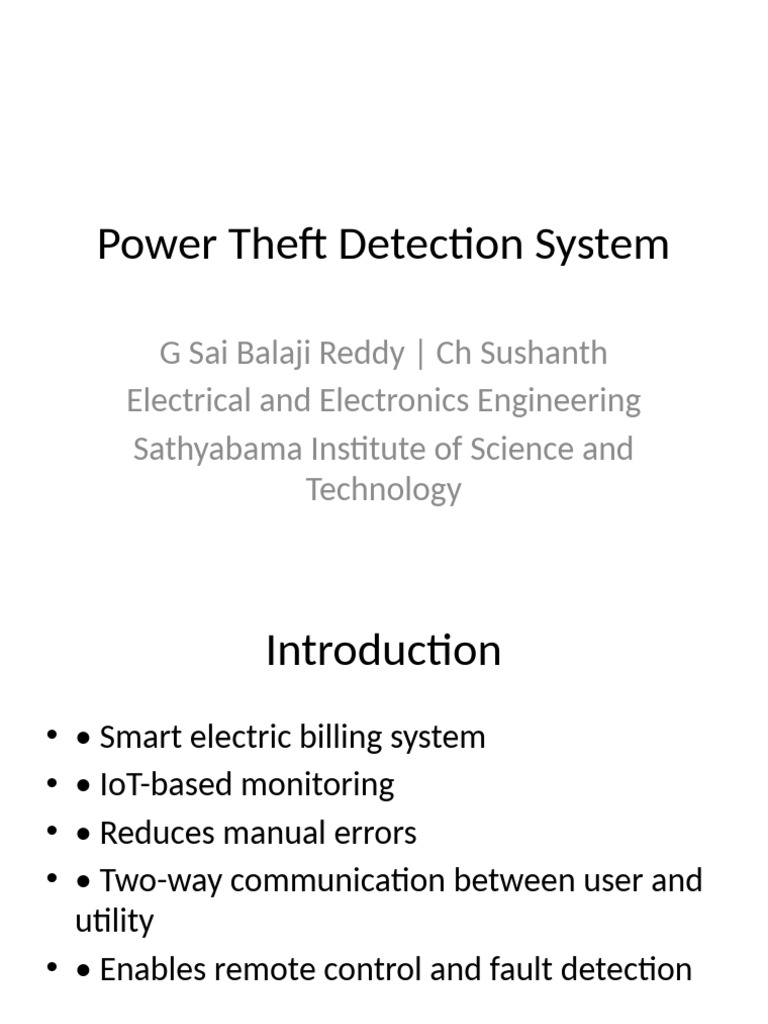 Power Theft Detection System Presentation | PDF