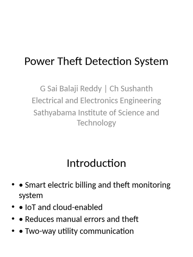 Power Theft Detection Final Presentation | PDF