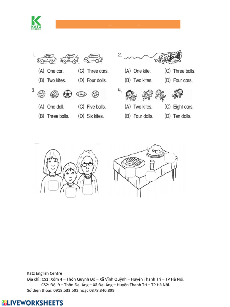 Everybody UP 1 - Unit 3+4 - Paper Test: I. Listening: A. Listen and ...