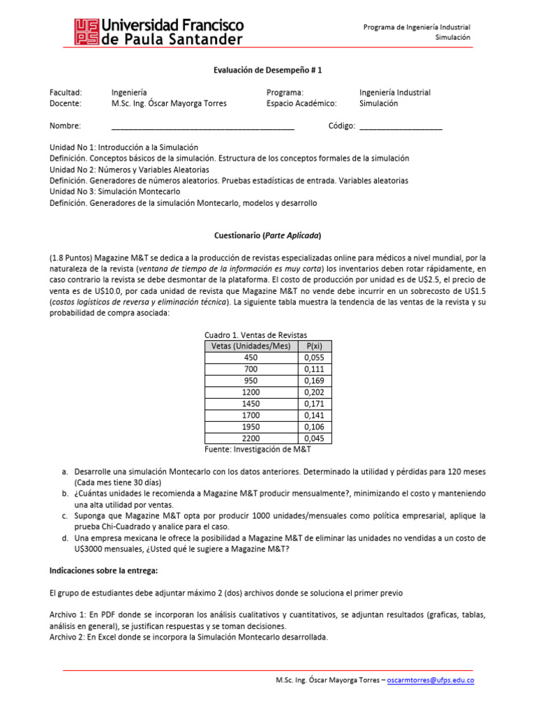 Primer Previo de Simulación 26 03 25 Aplicada | PDF | Simulación