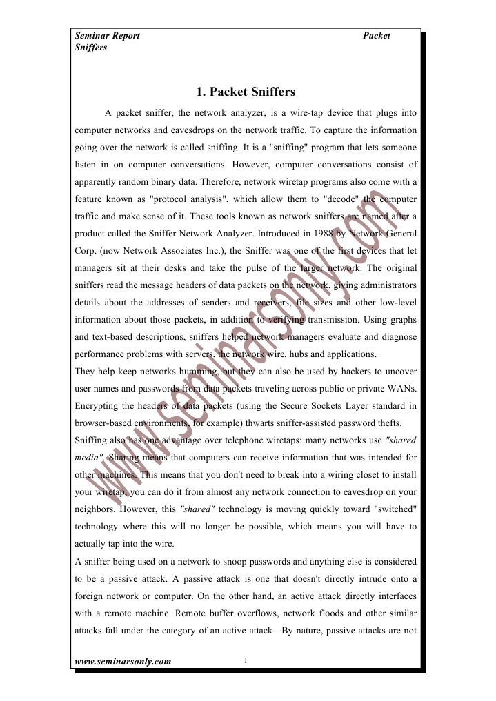 Packet Sniffers | PDF | Transmission Control Protocol | Internet Protocols