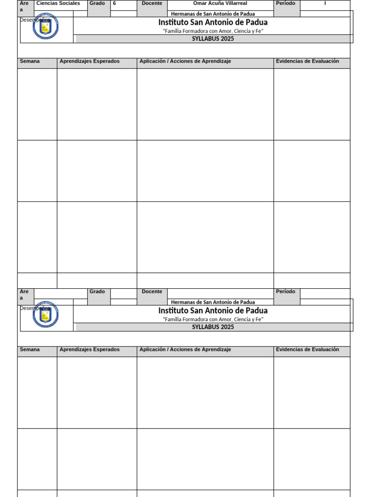 Formato Syllabus 2025 | PDF