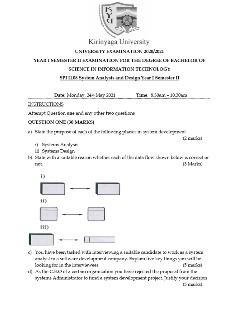 System Analysis and Design Exam 2021 | PDF | Use Case | Business