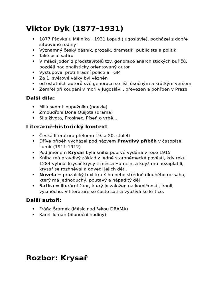 V. Dyk Krysař | PDF