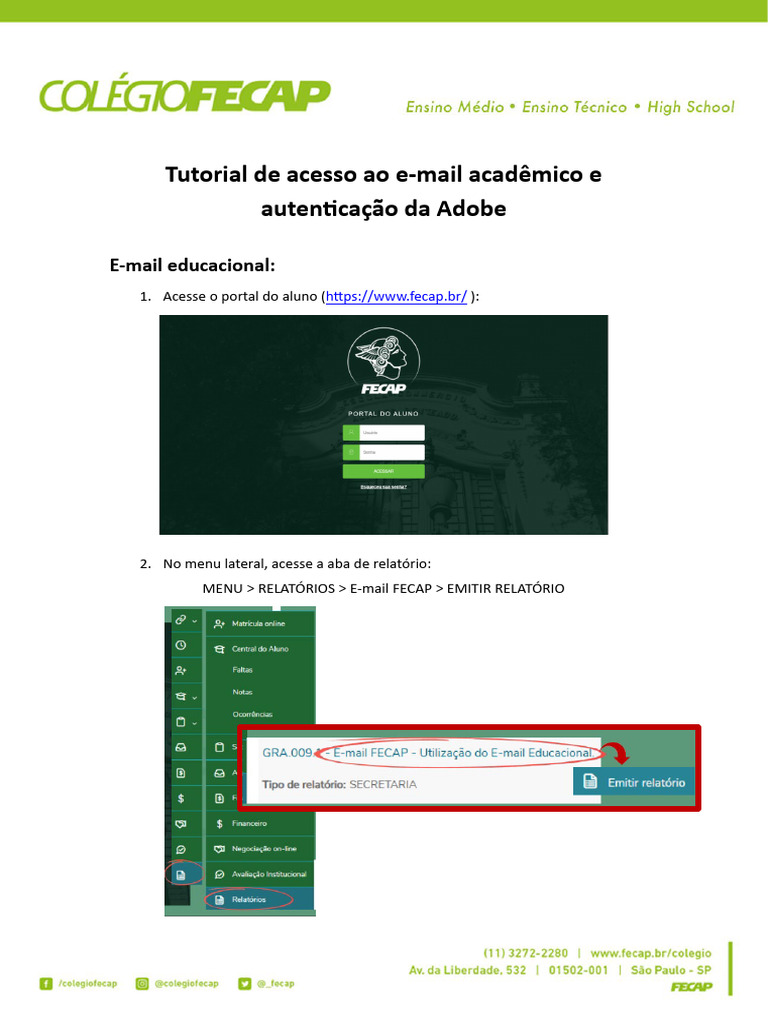 Acesso ao E-mail Acadêmico e Adobe | PDF
