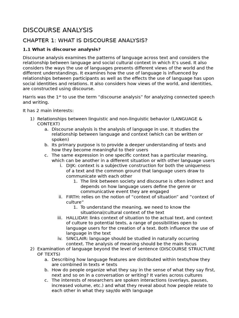 Understanding Discourse Analysis Concepts | PDF | Discourse | Semantics