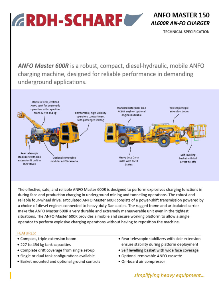ANFO Master 600R Specifications Overview | PDF | Length | Truck