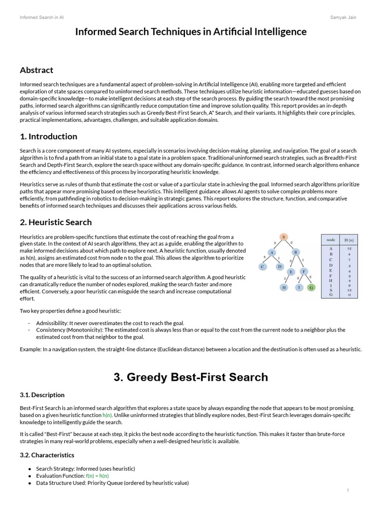 Informed Search - Report v2 | PDF | Algorithms And Data Structures | Algorithms