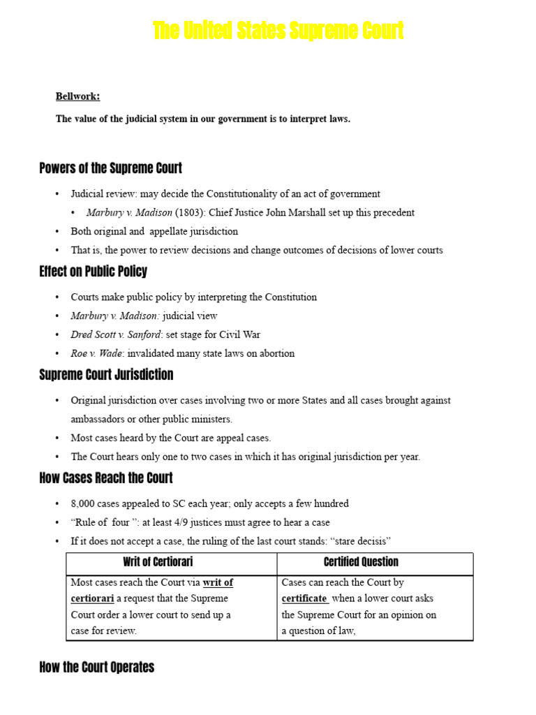02 - Supreme Court Guided Notes | PDF | Supreme Court Of The United ...