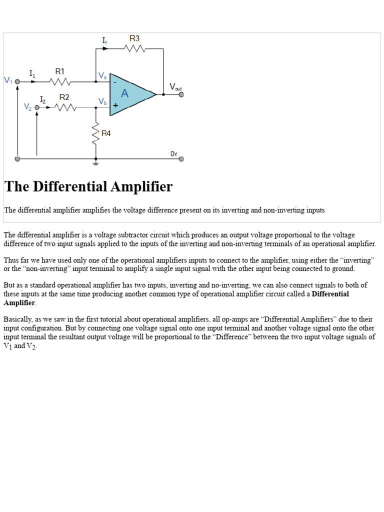 Differential Amplifier Overview | PDF | Amplifier | Operational Amplifier