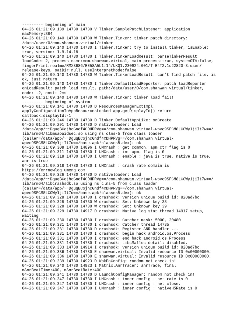 Com - Shanwan.virtual Logcat | PDF | Computer Programming | System Software