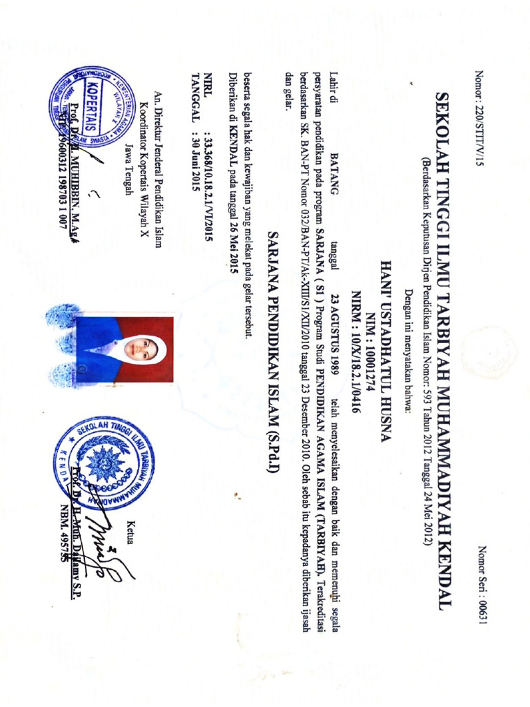 Ijazah S1 Hani | PDF