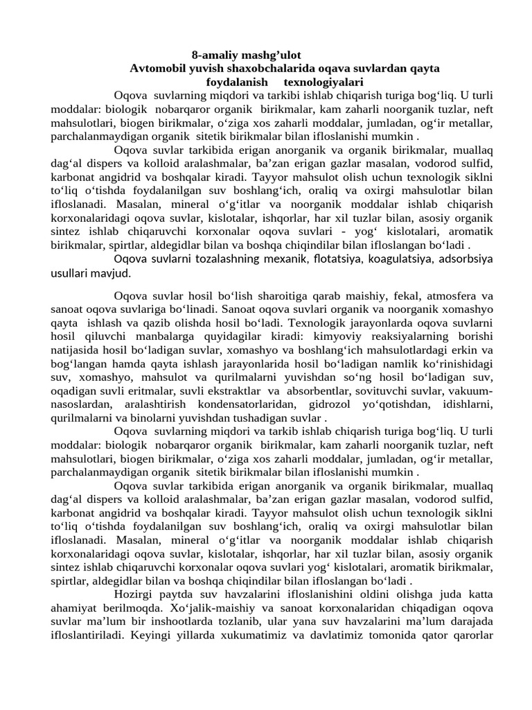 8-amaliy mashg'ulot | PDF