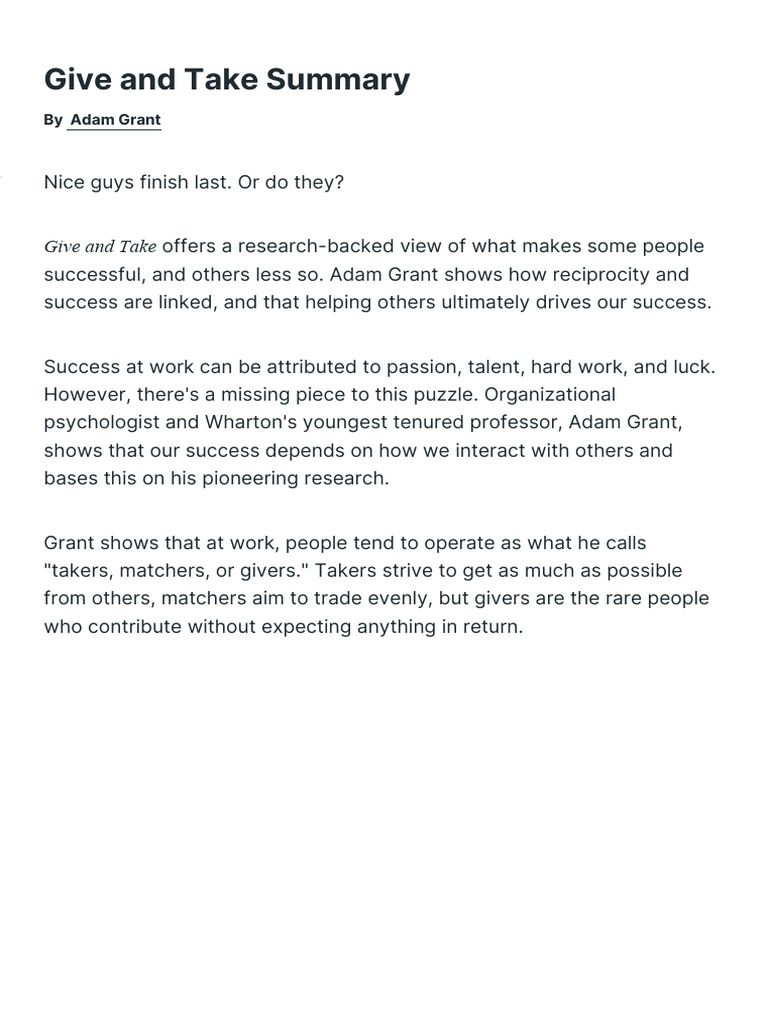 Give and Take | PDF
