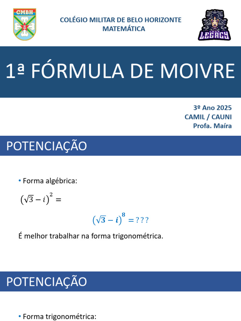 Primeira Fórmula de Moivre em Números Complexos | PDF | Número complexo ...