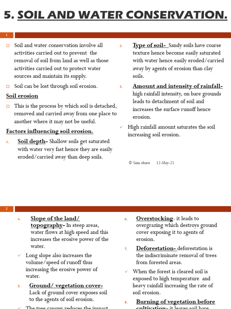 5. Soil and water conservation. | PDF | Erosion | Surface Runoff