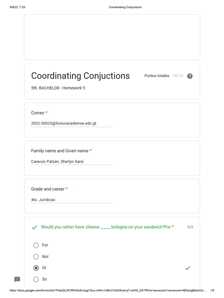 Coordinating Conjuctions | PDF