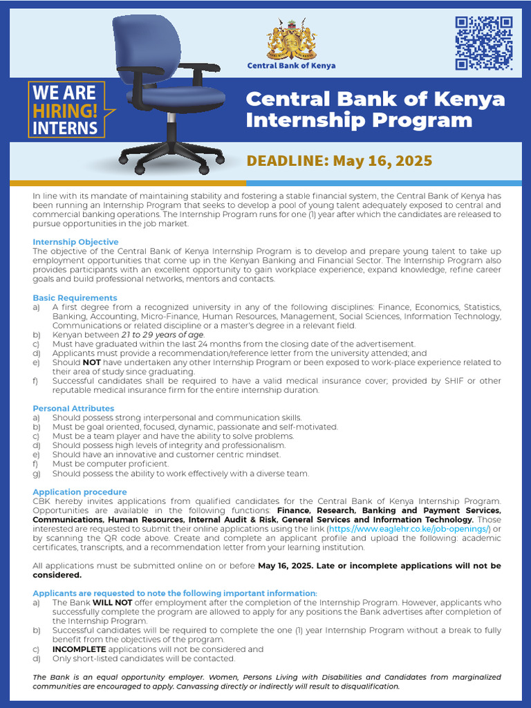 CBK Internship Program 2025 Applications | PDF | Internship | Job Hunting