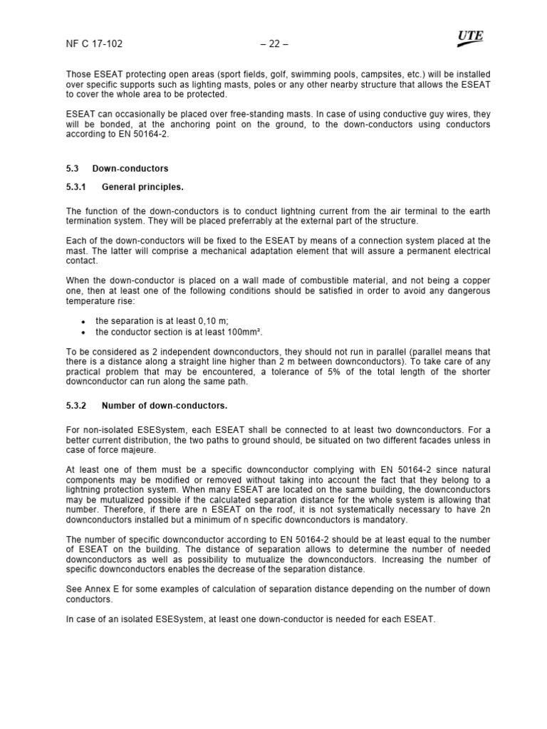ESEAT Down-Conductor Installation Guide | PDF | Electrical Conductor ...