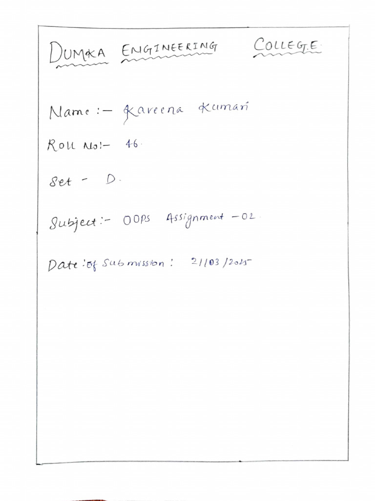 OOPS Assignment 02 | PDF
