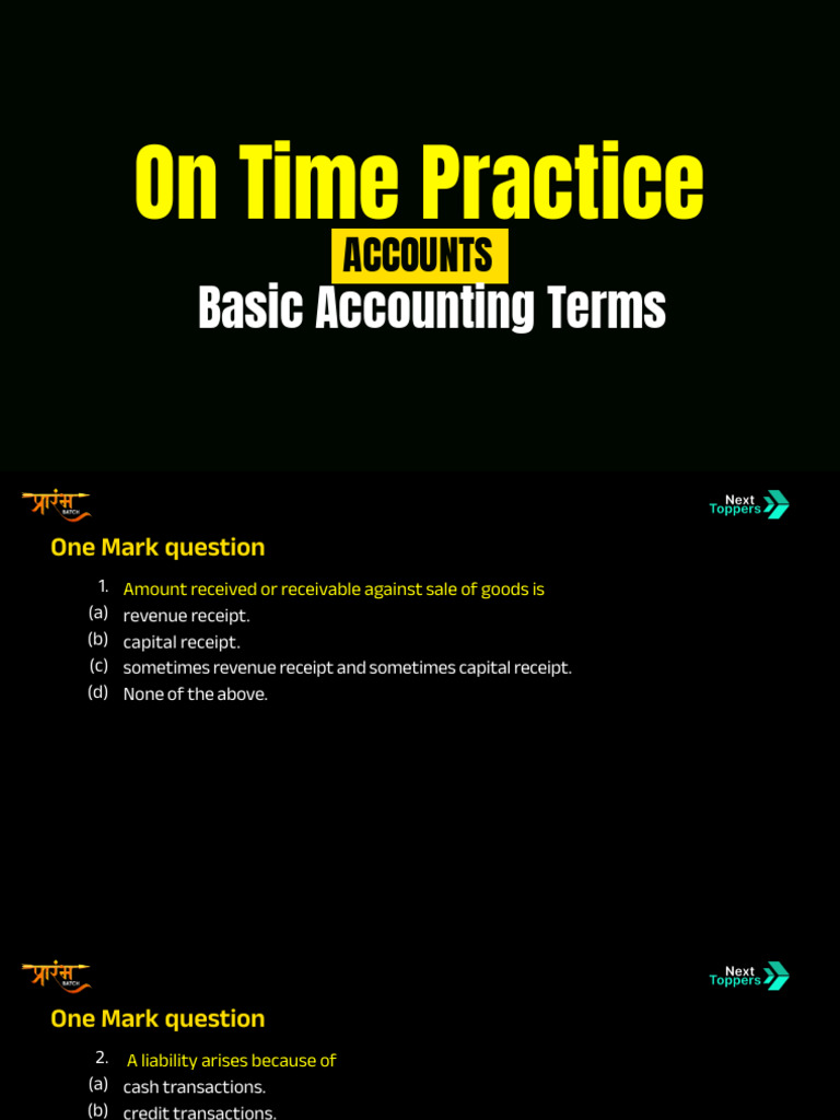 Basic Accounting Terms Quiz Answers | PDF | Expense | Credit