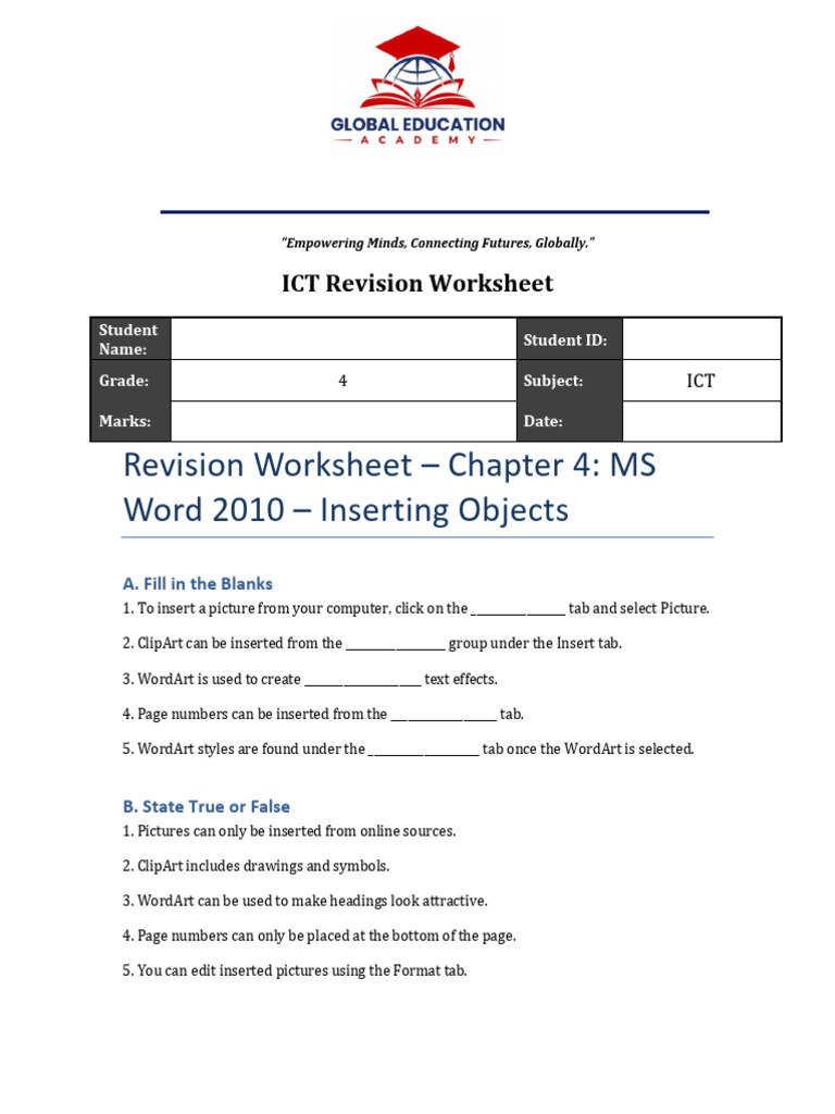 G4 T2 Midterm ICT Revision Worksheet | PDF