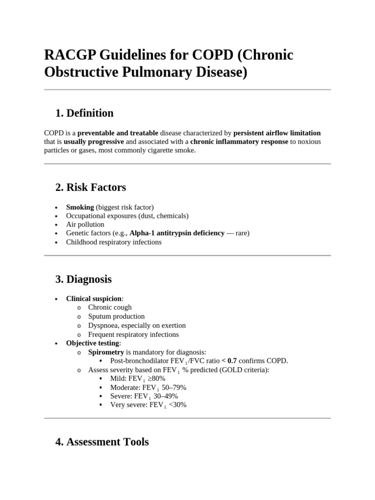RACGP Guidelines for COPD | PDF