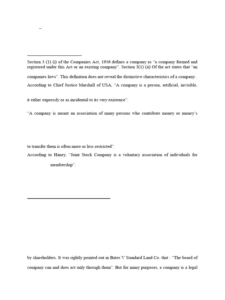 Unit 2 - Company Law (Meaning, Characteristics) | PDF | Companies ...