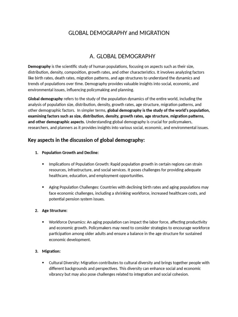 Global Demography and Migration Insights | PDF | Human Migration ...