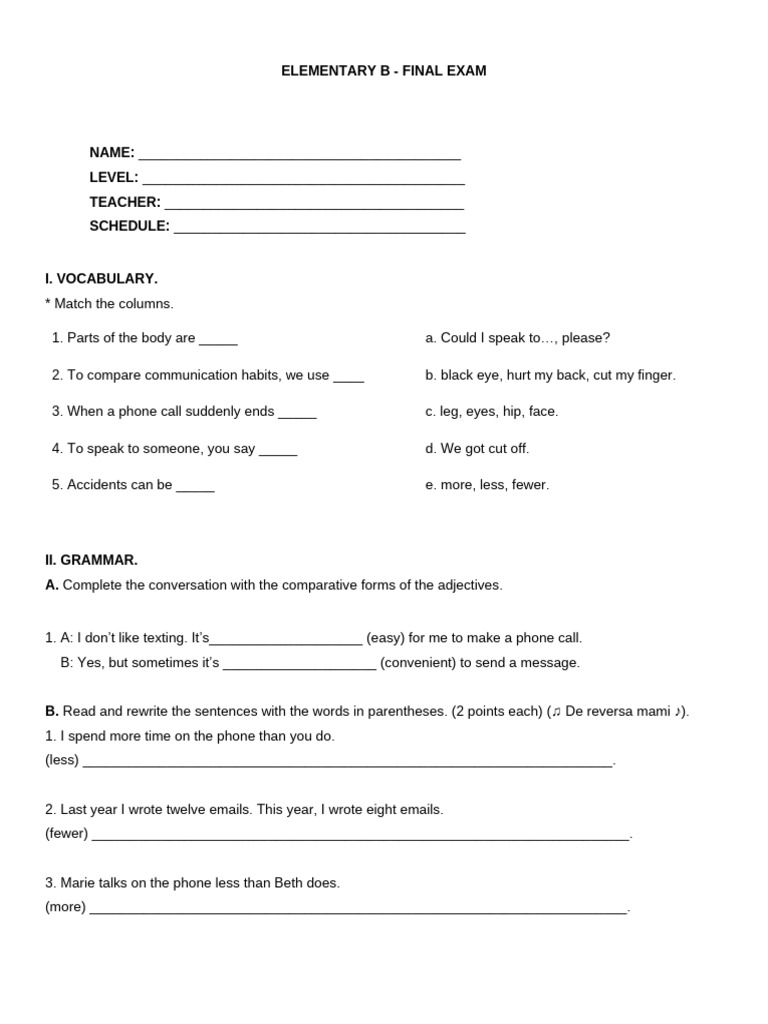 2 Units Elem B Final Exam | PDF | Communication | Human Communication