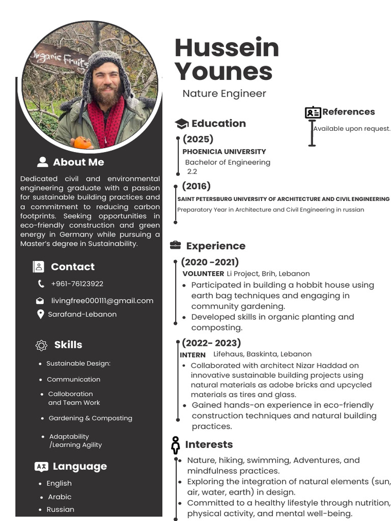 Minamalist Resume. HusseinYounes. | PDF | Natural Environment