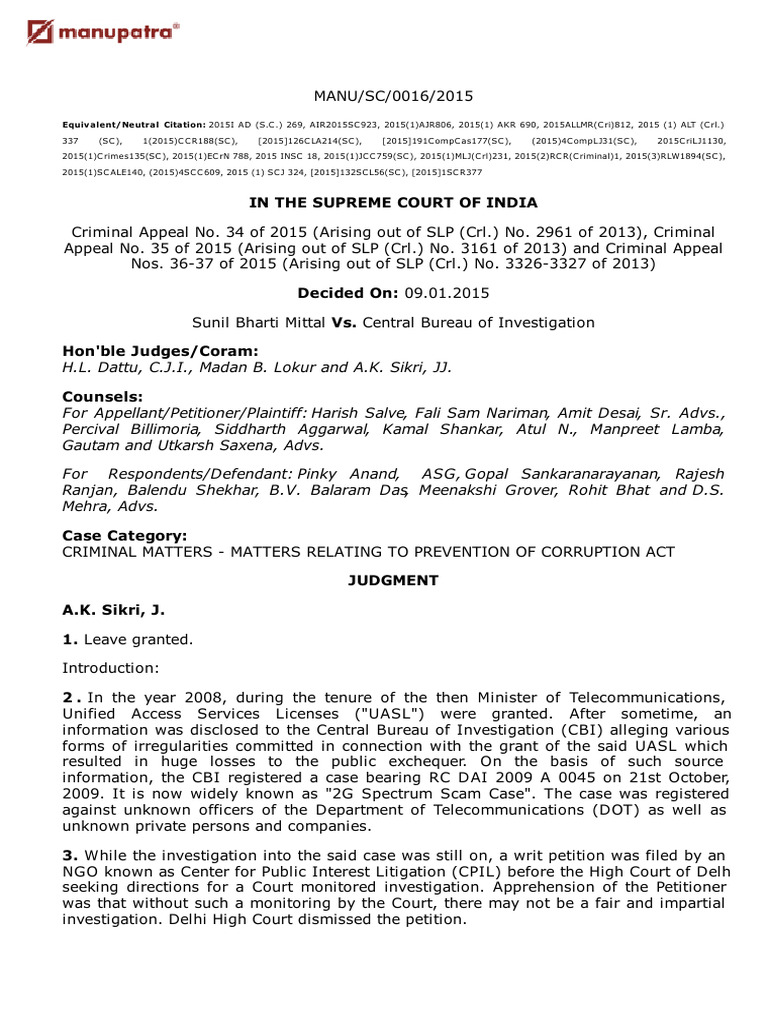 Sunil Bharti Mittal Vs Central Bureau of ...