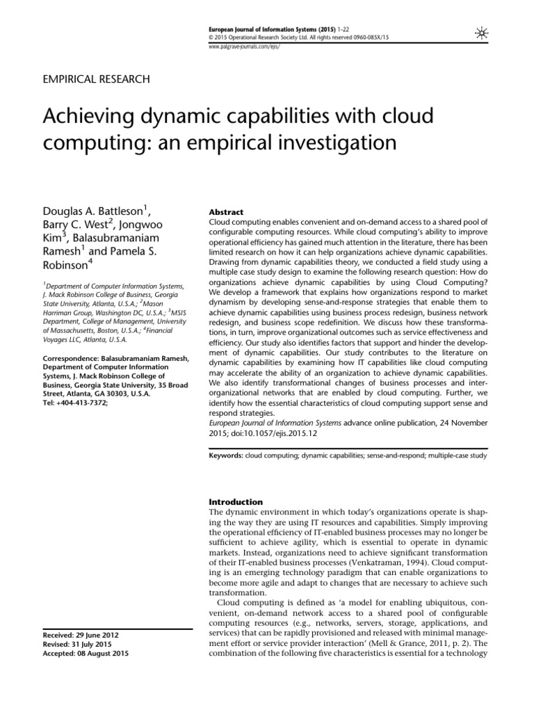 ejis.2015.12 | PDF | Cloud Computing | Strategic Management