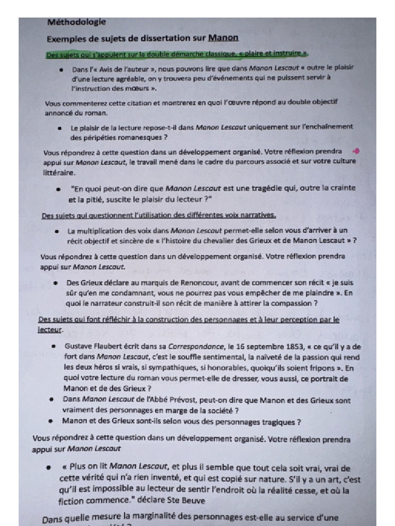 Exemples_de_sujets_Manon_Lescaut | PDF