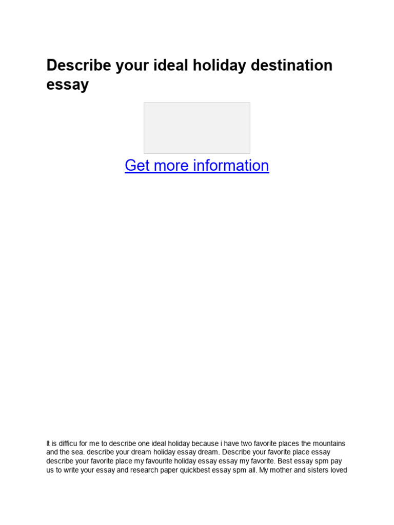 Ideal Holiday Destination Essay | PDF | Human Communication