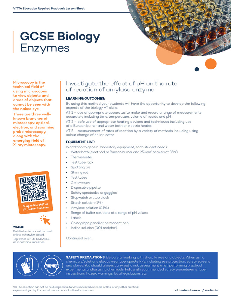 2023 Practicals Biology Enzymes A4 | PDF | Microscope | Microscopy