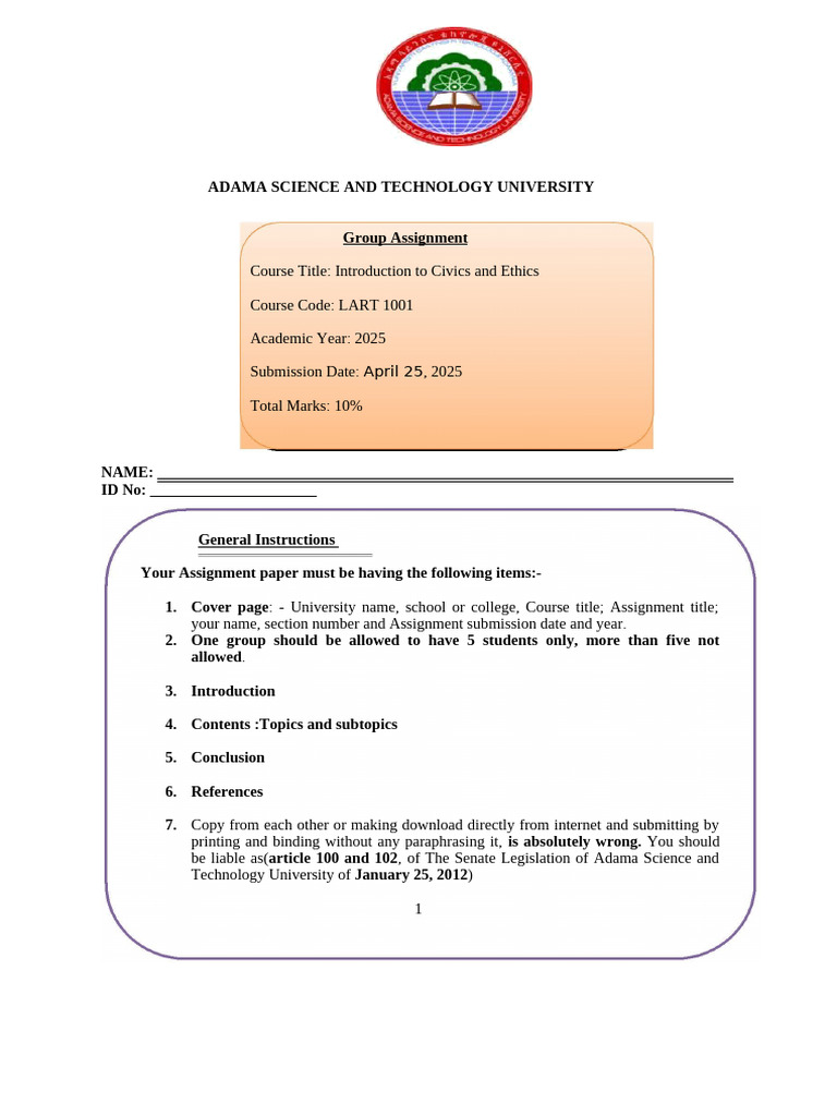 Civics and Ethics Group Assignment | PDF | Philosophical Theories ...