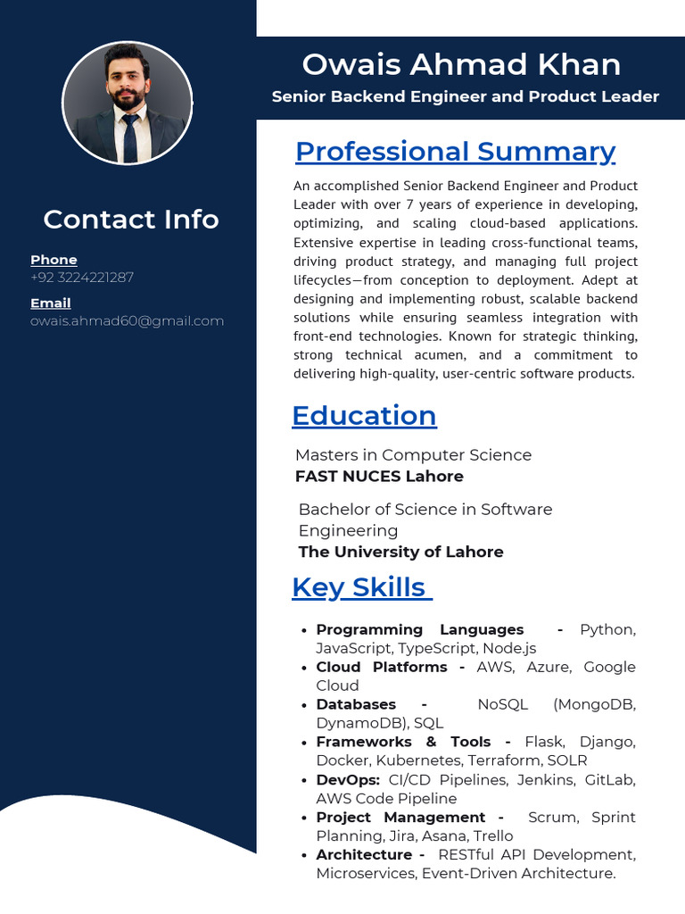 Owais Ahmad Khan - Backend Developer | PDF | Cloud Computing | Amazon Web Services