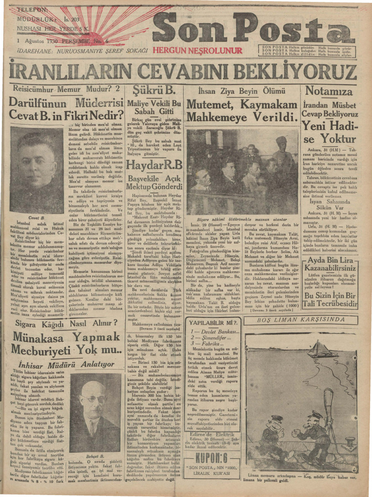 Son Posta 1 Ağustos 1930 | PDF