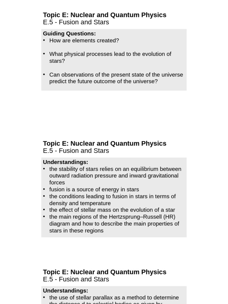 E.5 - Fusion and Stars - Teacher | PDF | Stars | Nuclear Fusion