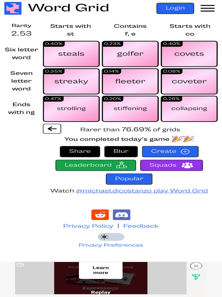 Word Grid Daily Word Guessing Game | PDF