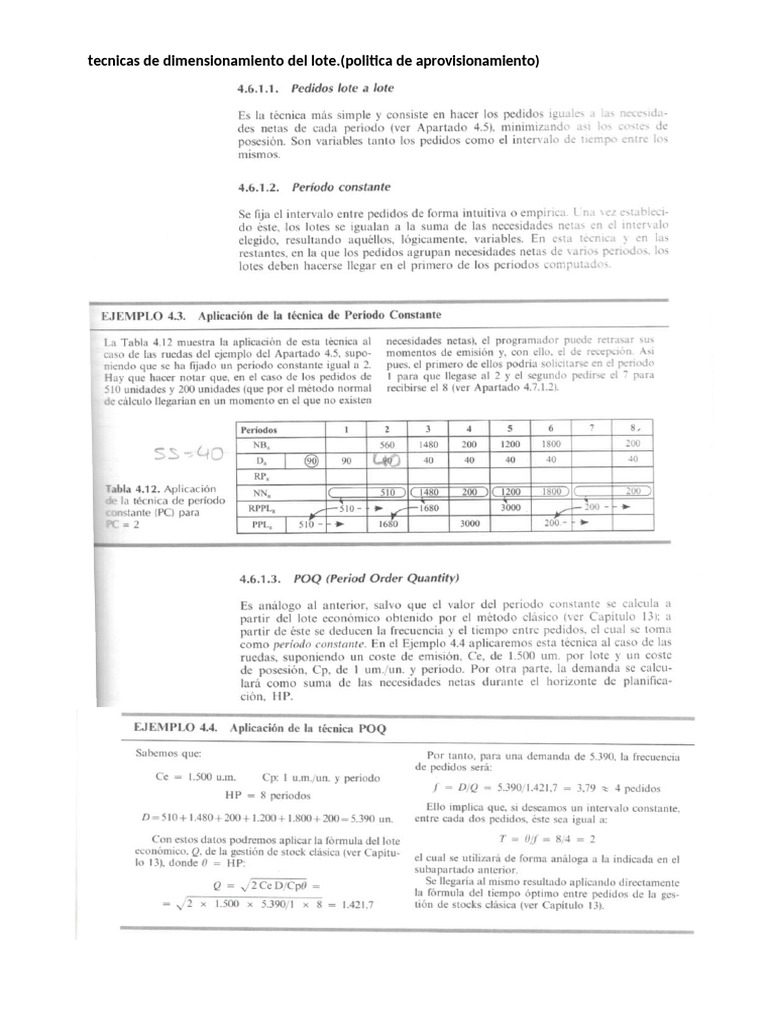 Dimensionamiento Del Lote y MRP | PDF