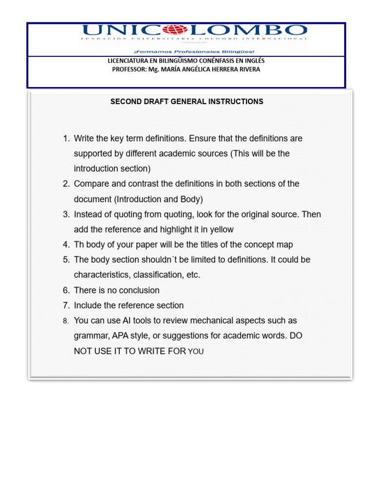 Second Draft General Instructions | PDF