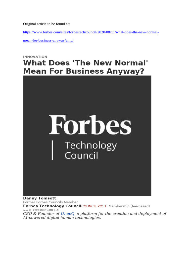 What Does The New Normal Mean For Business Anyway? | PDF | Brand