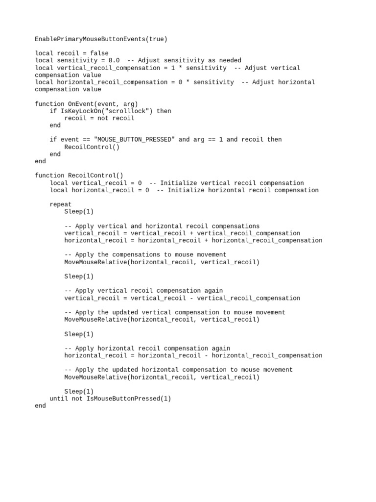 Recoil Compensation Script for Gaming | PDF
