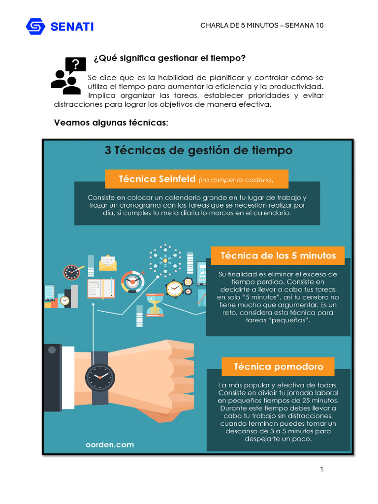 CHARLA - SEMANA 10 Qué Significa Gestionar El Tiempo | PDF