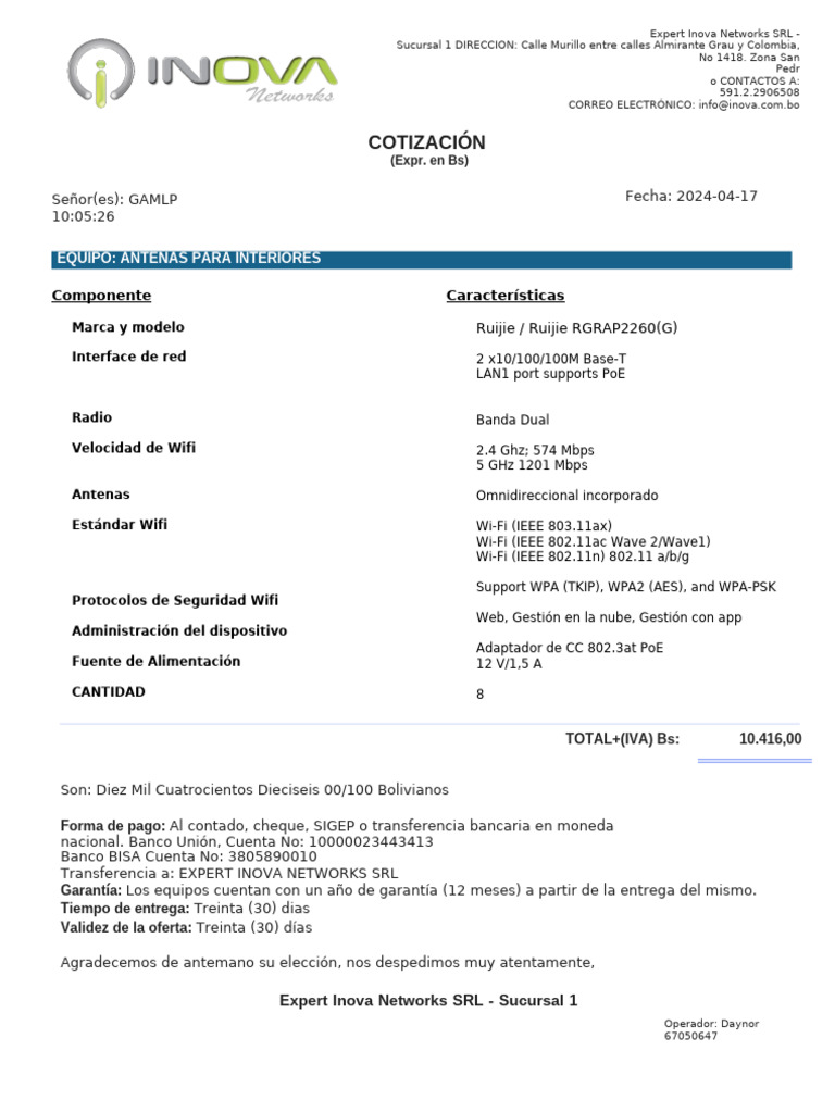 Cotizacion Alcaldia | PDF | Wifi | Ieee 802.11