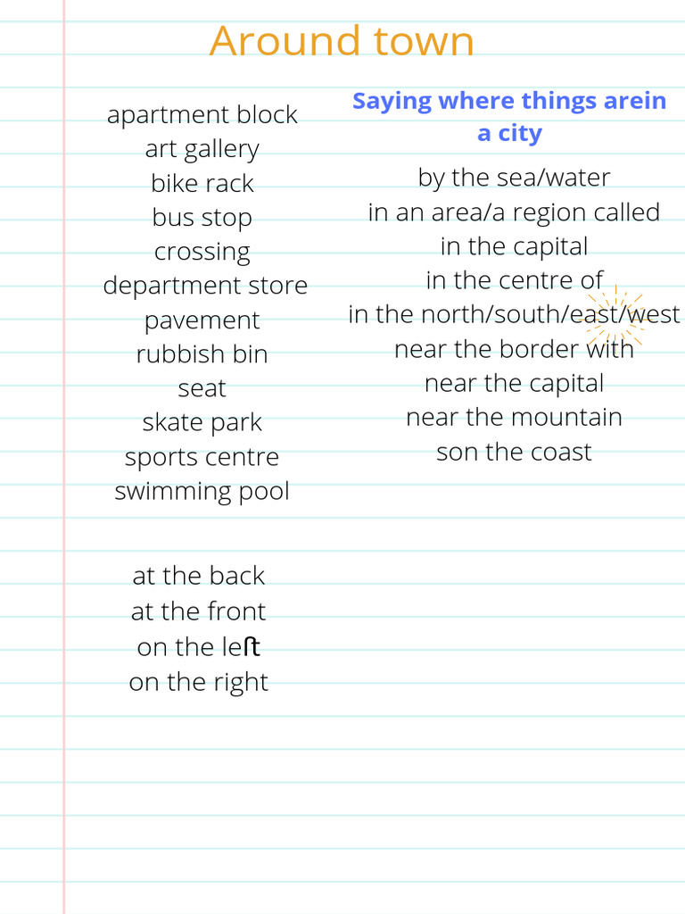 Town Vocabulary Guide PDF | PDF