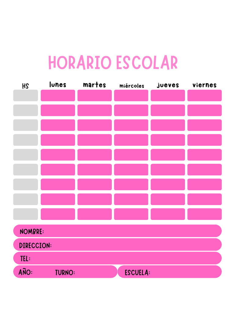 Horario Escolar Semanal Detallado | PDF